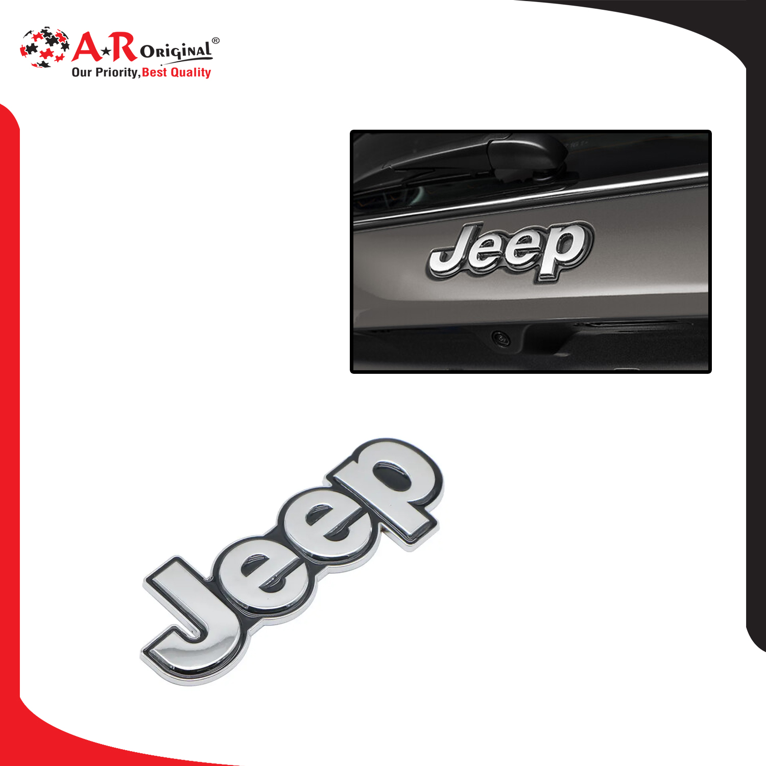 Jeep Metal Black Silver Big Heavy Badge Emblem – aroriginal.pk
